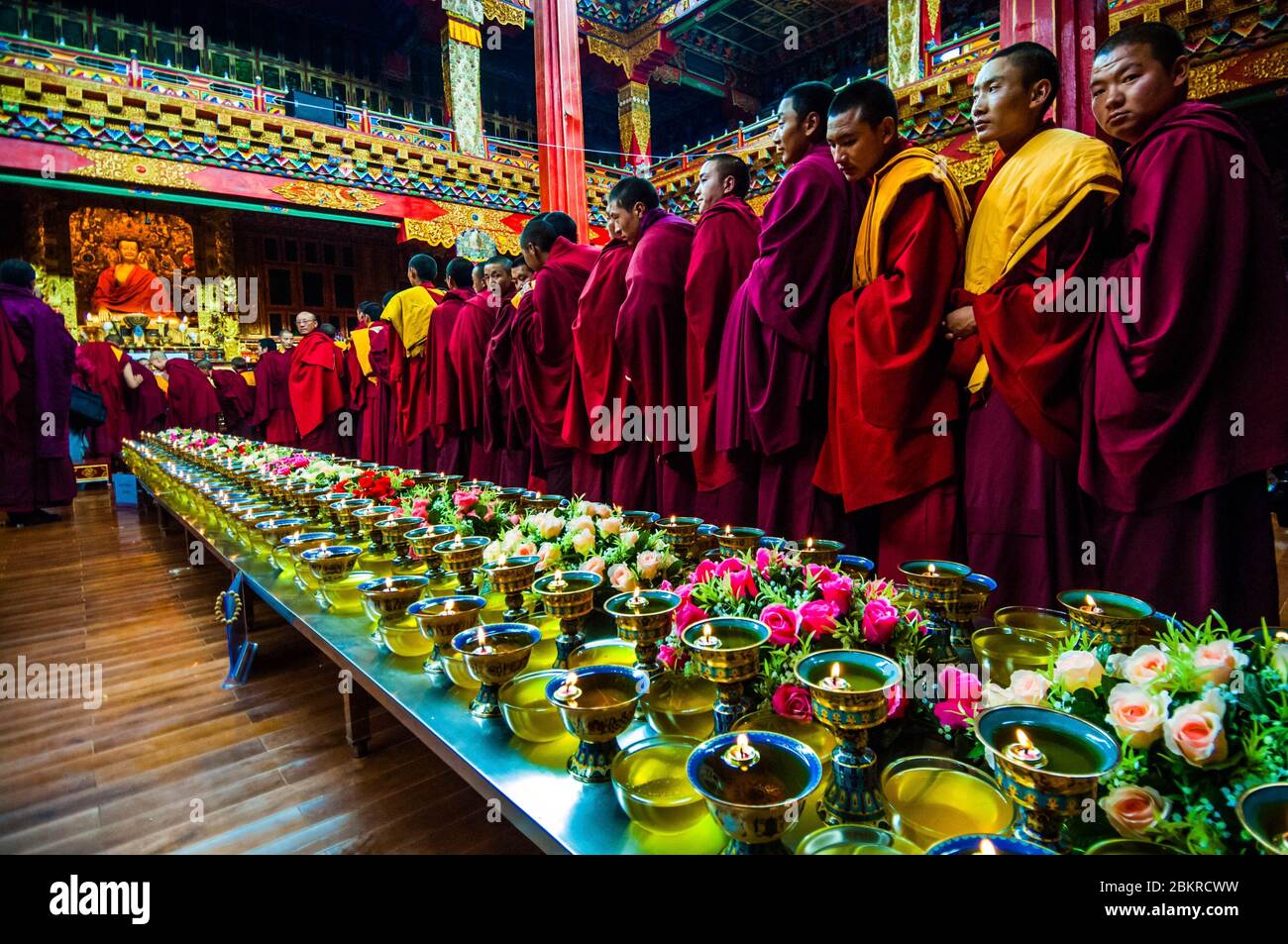 China, eastern Tibet, or Kham, Dzogchen monastery, ceremony in honor of ...