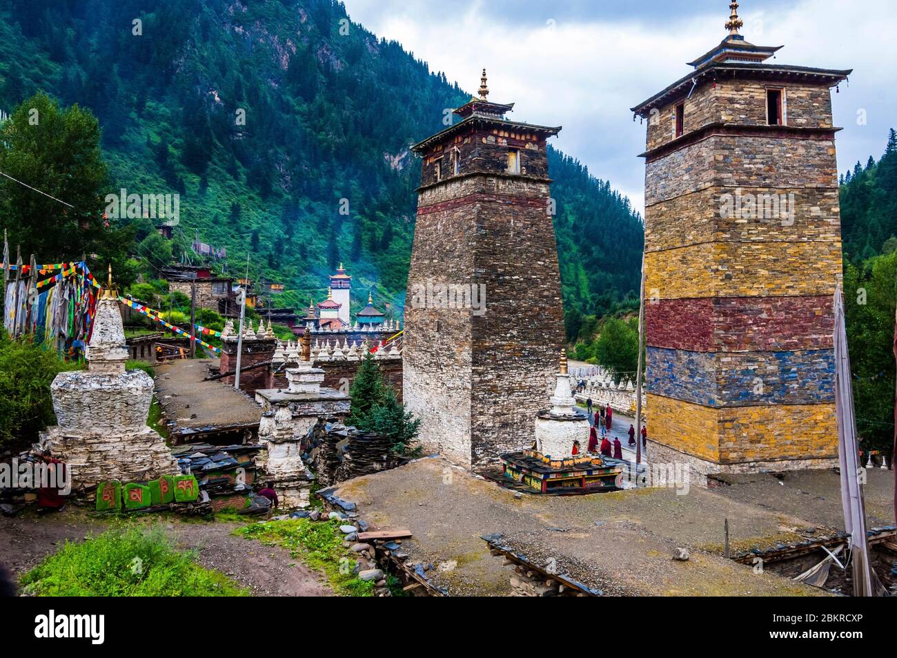 China, eastern Tibet, or Kham, Gyarong gorges, Milarepa Monastery and ...