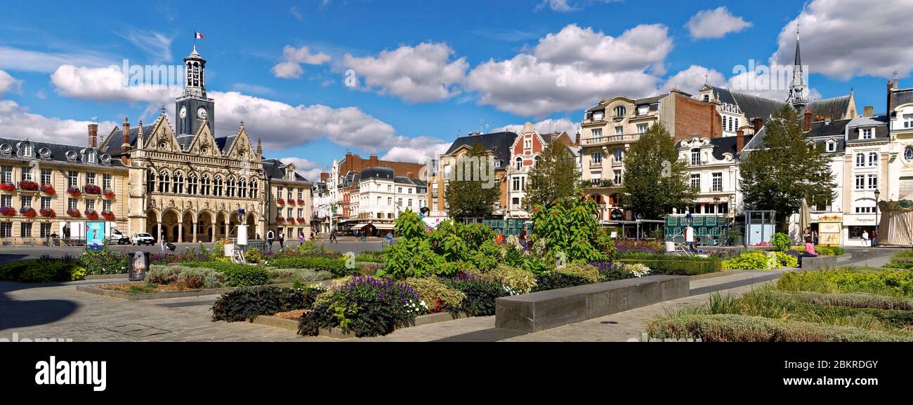 France, Aisne, Saint Quentin, place of the City Hall, city hall of ...