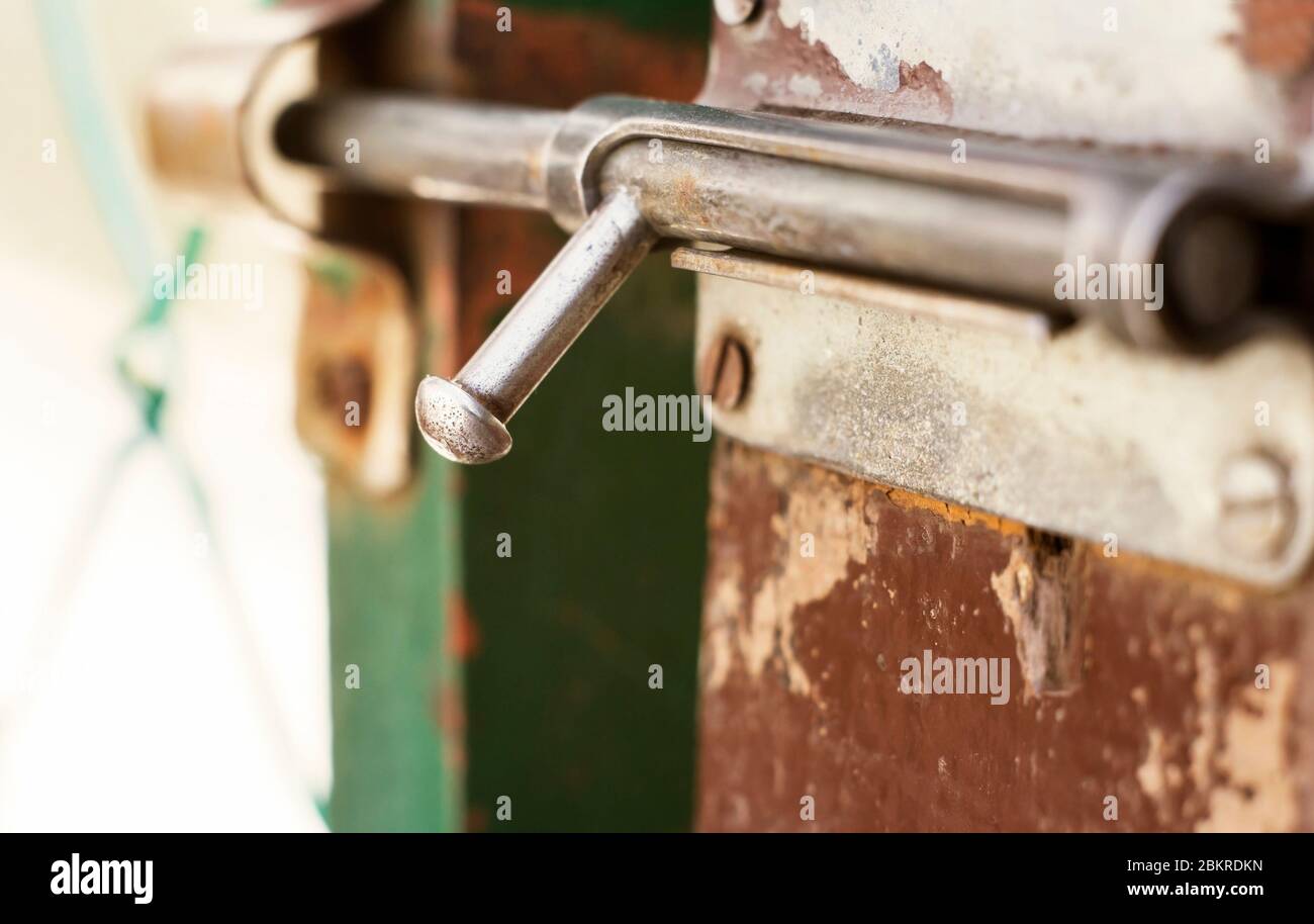 Security, concept - wooden gate door locker close-up Stock Photo - Alamy