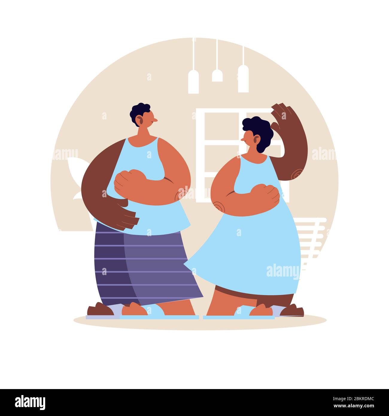 couple at home in quarantine vector illustration design Stock Vector ...