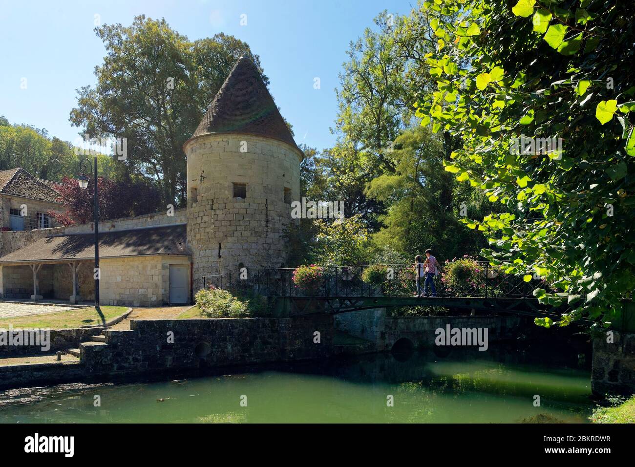France, Aisne, La Ferte Milon, foodbridge Eiffel over Ourcq river Stock ...