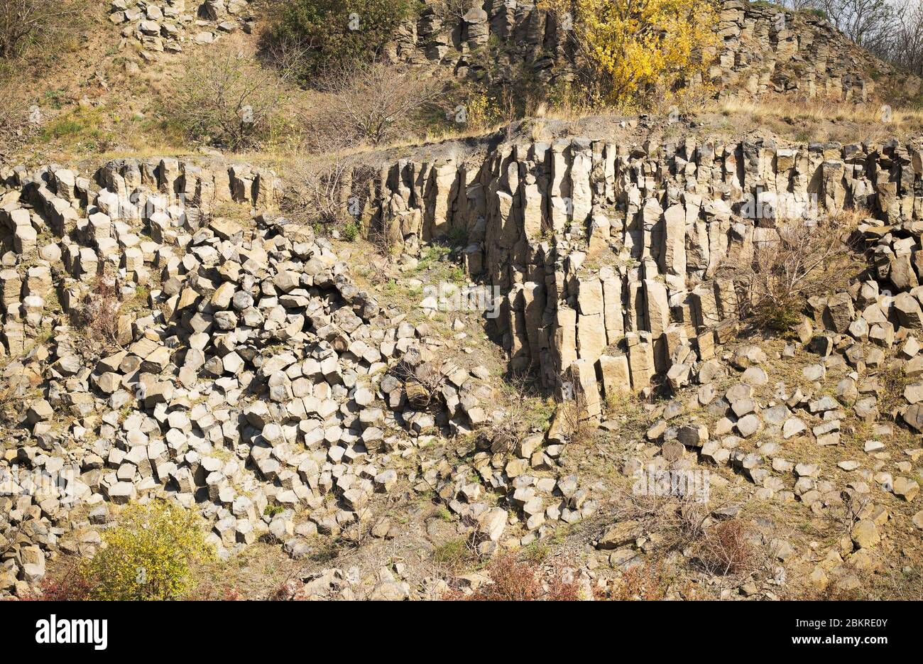Basalt columns and stones - volcanic rocks Stock Photo - Alamy