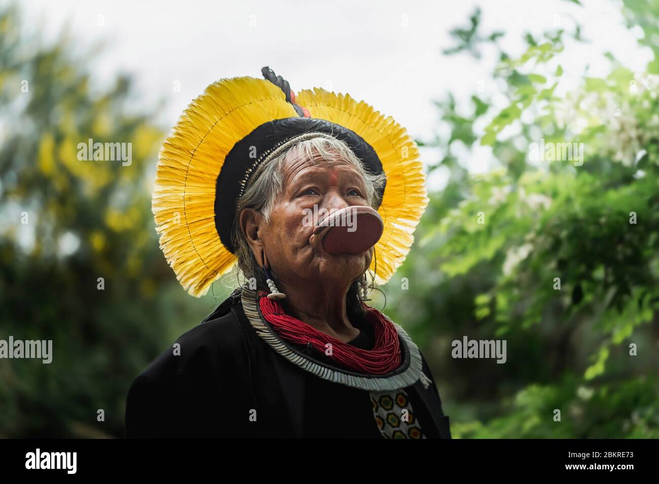 France, Morbihan, La Gacilly, Visit of chef Raoni Metuktire Stock Photo ...