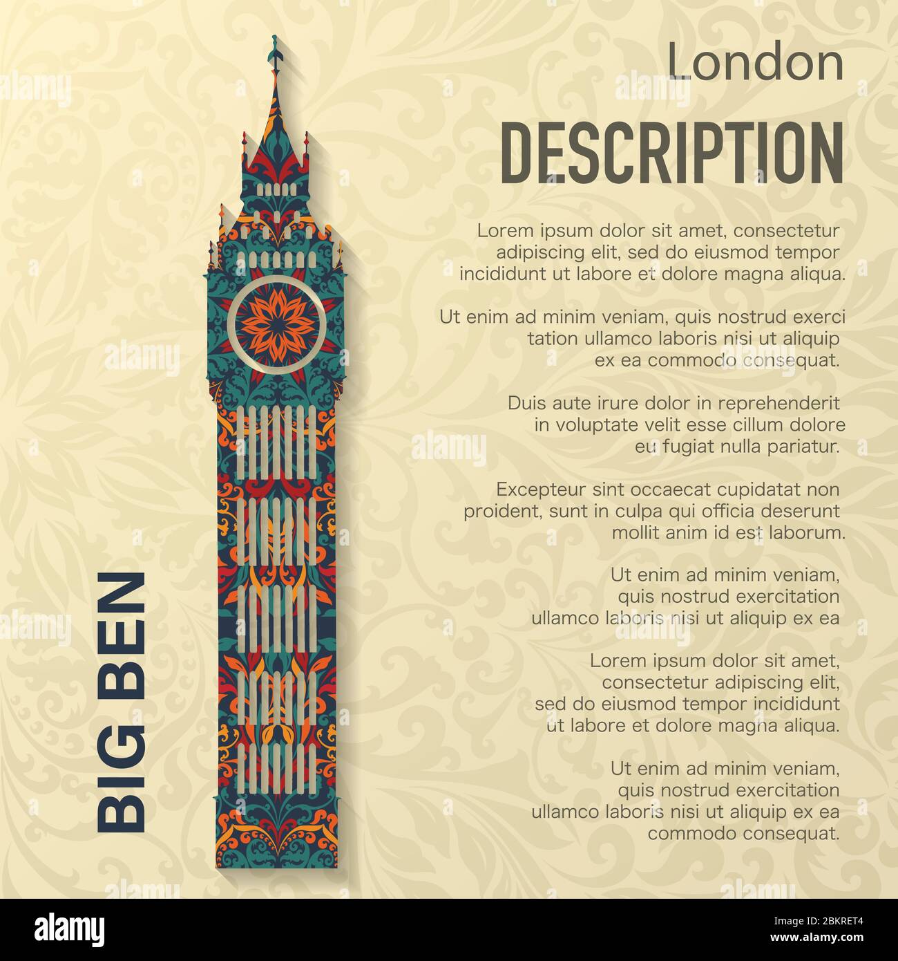 Big Ben floral pattern background Stock Vector Image & Art - Alamy