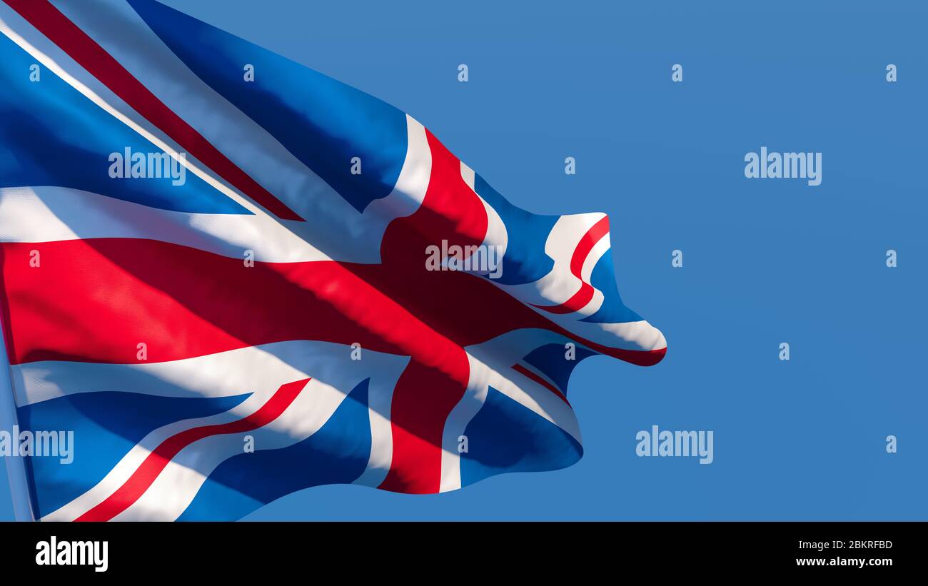 3D rendering of the national flag of British waving in the wind Stock ...