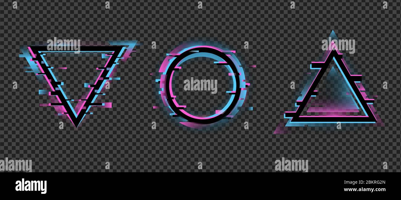 distorted Geometric frames. Color change of a triangular and round ...