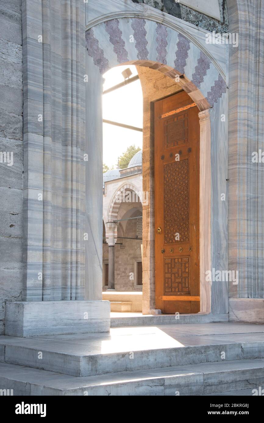 Turkey, Istanbul, Suleymaniye mosque, the northeast entrance to the ...