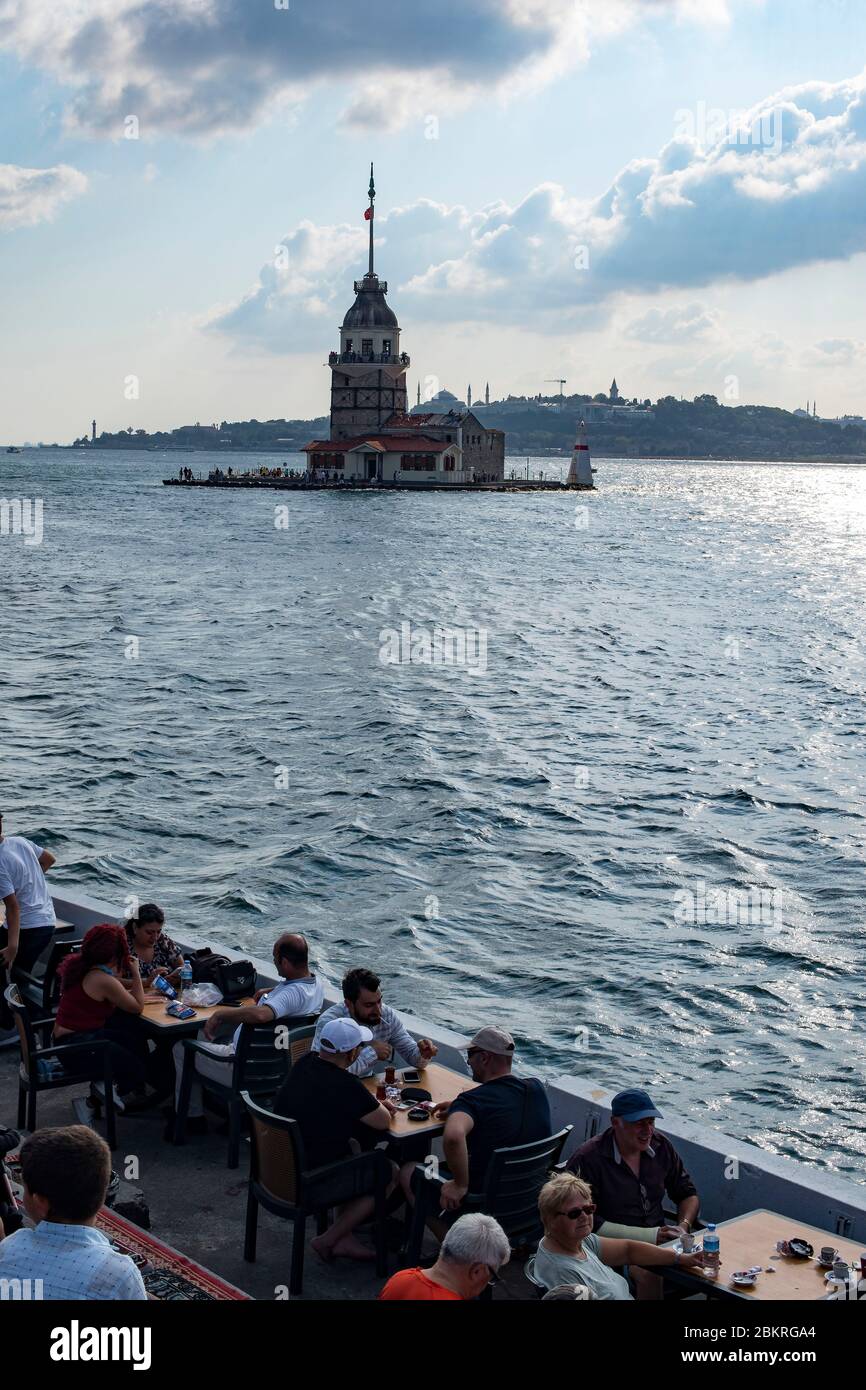 Turkey, Istanbul, pedestrian space promenade along the Bosphorus, Asian ...