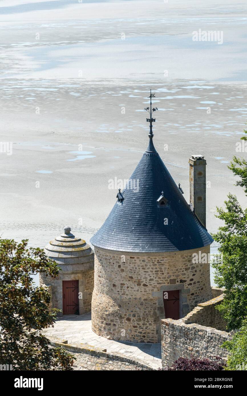 France, Manche, le Mont-Saint-Michel, mill of the Gabriel tower Stock ...