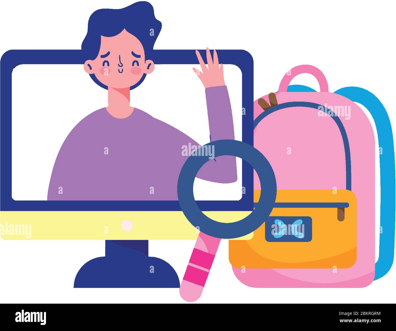 education online, screen computer student with backpack vector ...