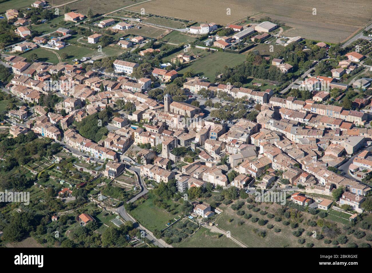 France, Alpes de Haute Provence, Puimoisson (aerial view Stock Photo ...