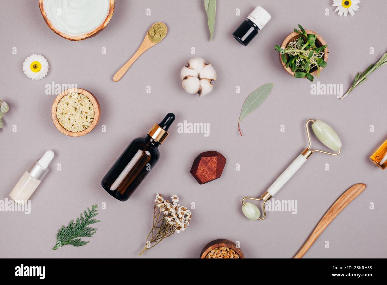 Cosmetics and natural ingredients for healthy skin and face. Pattern ...