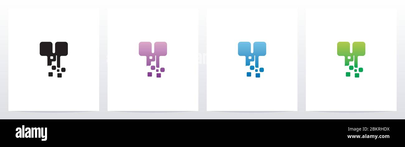 Rounded Edge Pixel Eroded Letter Logo Design T Stock Vector Image & Art ...