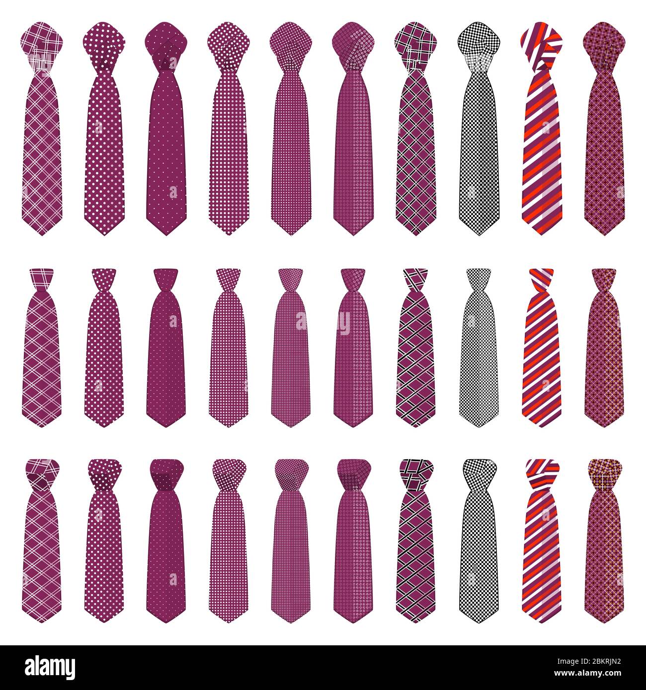 Illustration on theme big set ties different types, neckties various ...