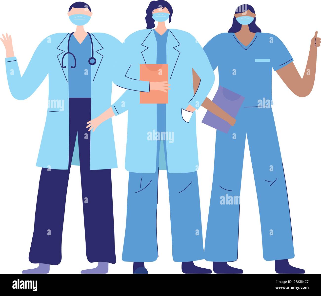thanks doctors nurses, physicians community medical staff vector ...