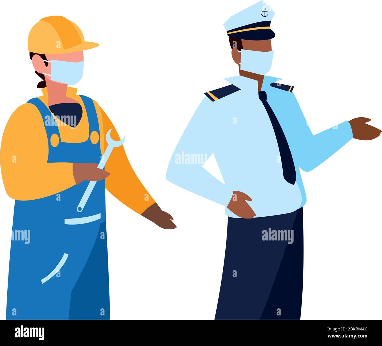 professional men wearing face mask vector illustration design Stock ...