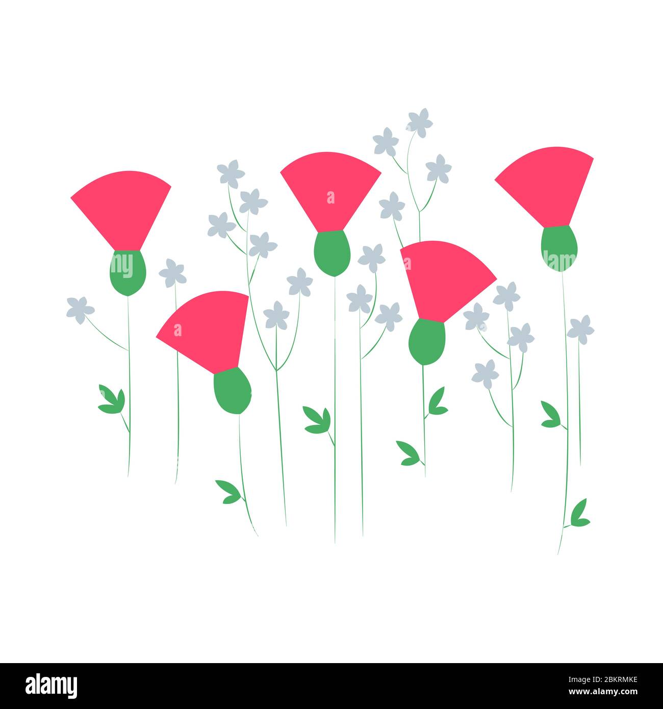 Pink flowers on meadow Stock Vector Images - Alamy