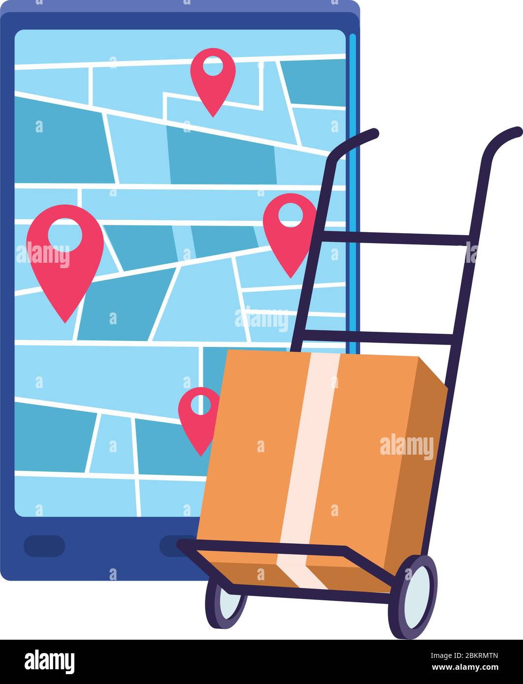 smartphone with delivery application and cart Stock Vector Image & Art ...