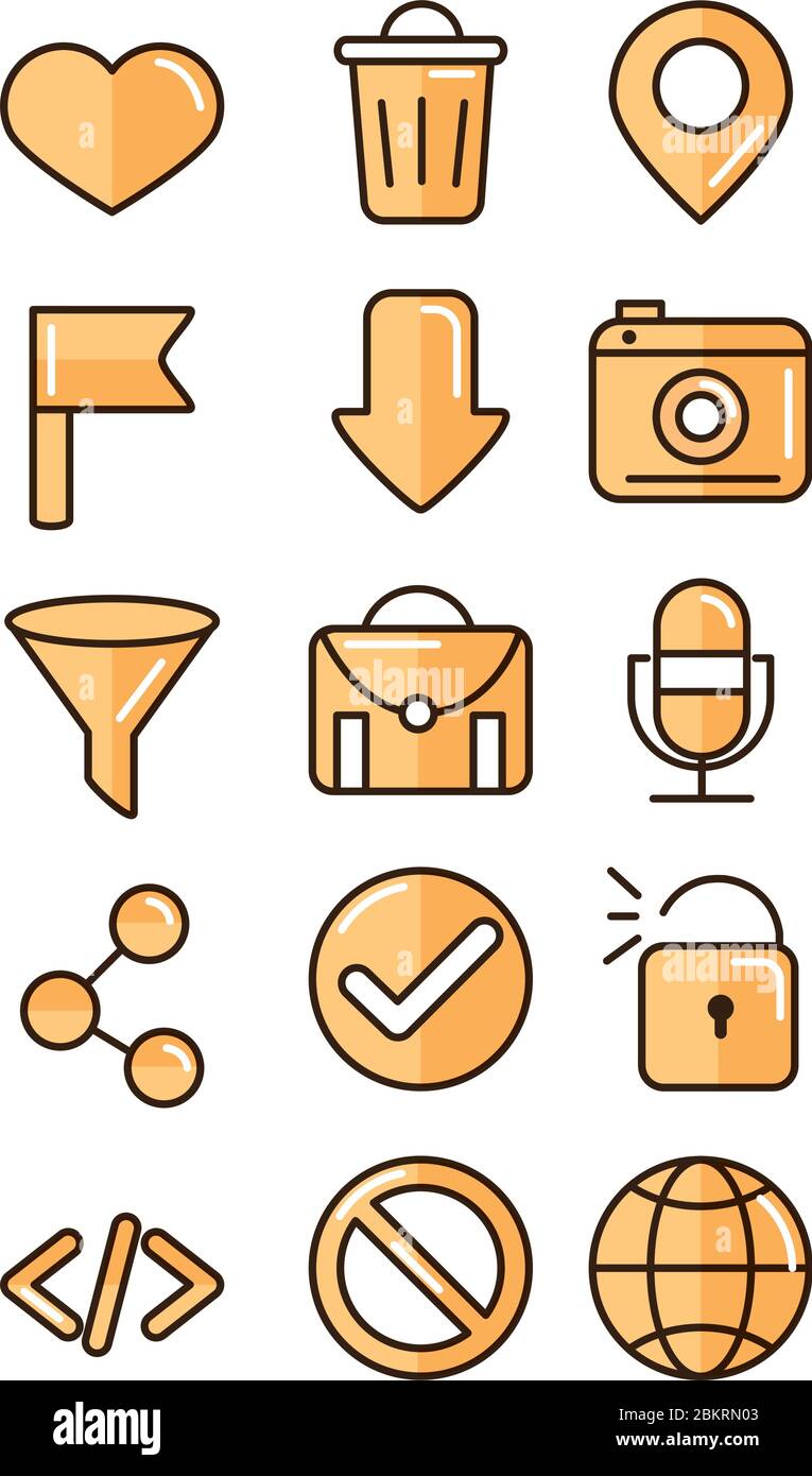 interface internet web technology digital icons set vector illustration ...
