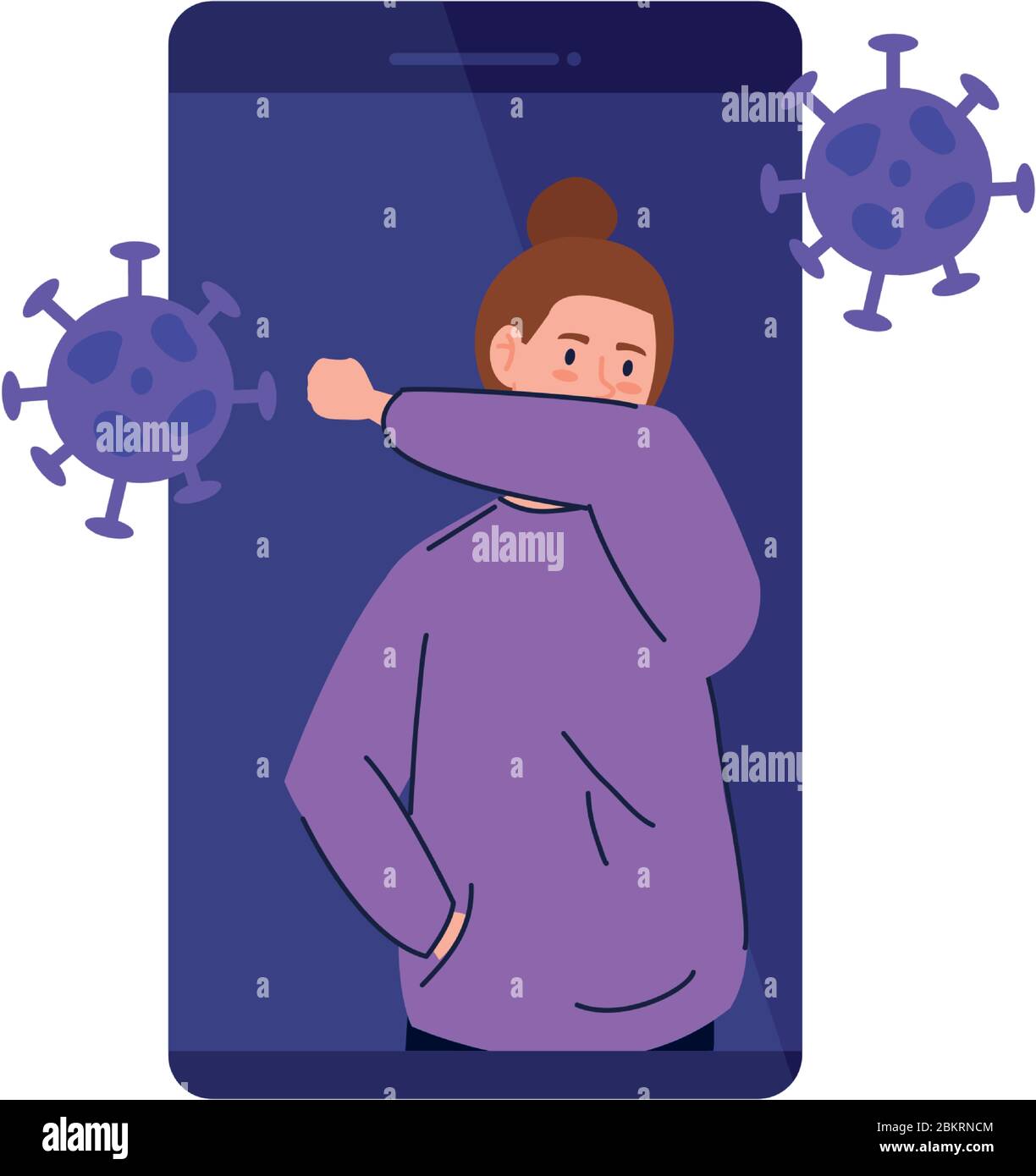 smartphone with woman sick coughing in elbow Stock Vector Image & Art ...