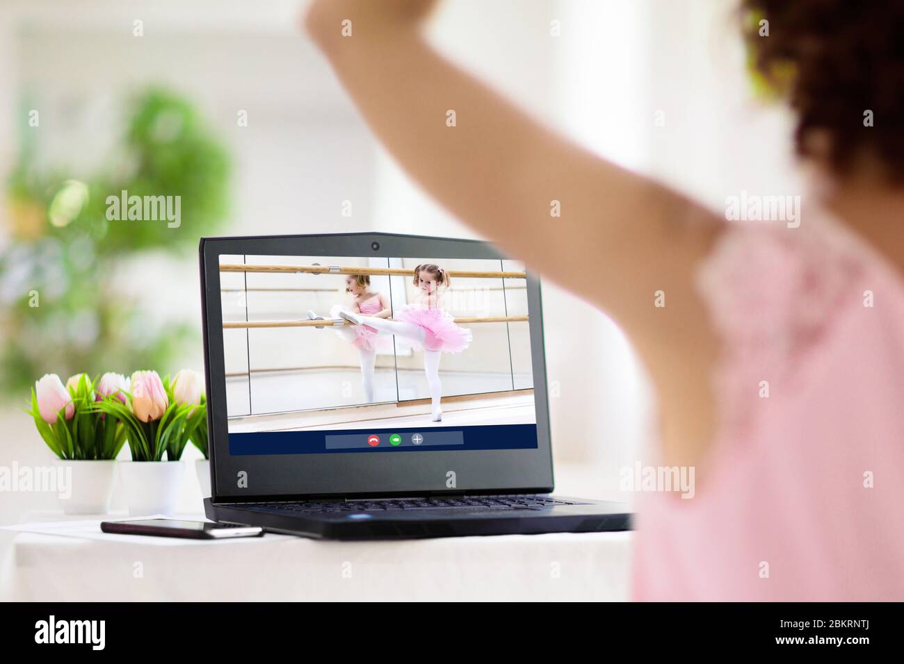 Ballet lesson online. Remote learning for kids. Teacher showing dance ...