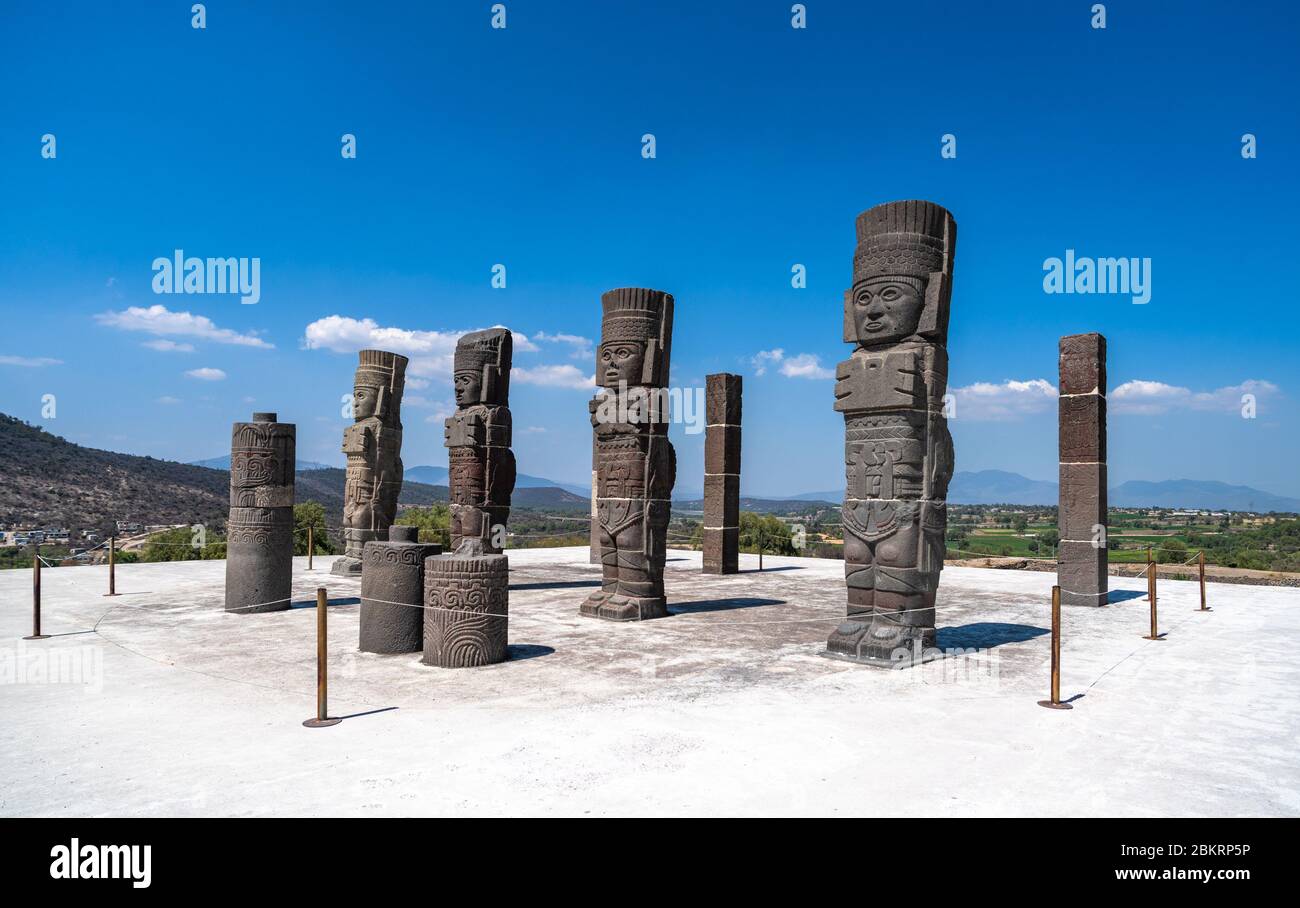 Toltec Warriors or Atlantes columns at Pyramid of Quetzalcoatl in Tula ...