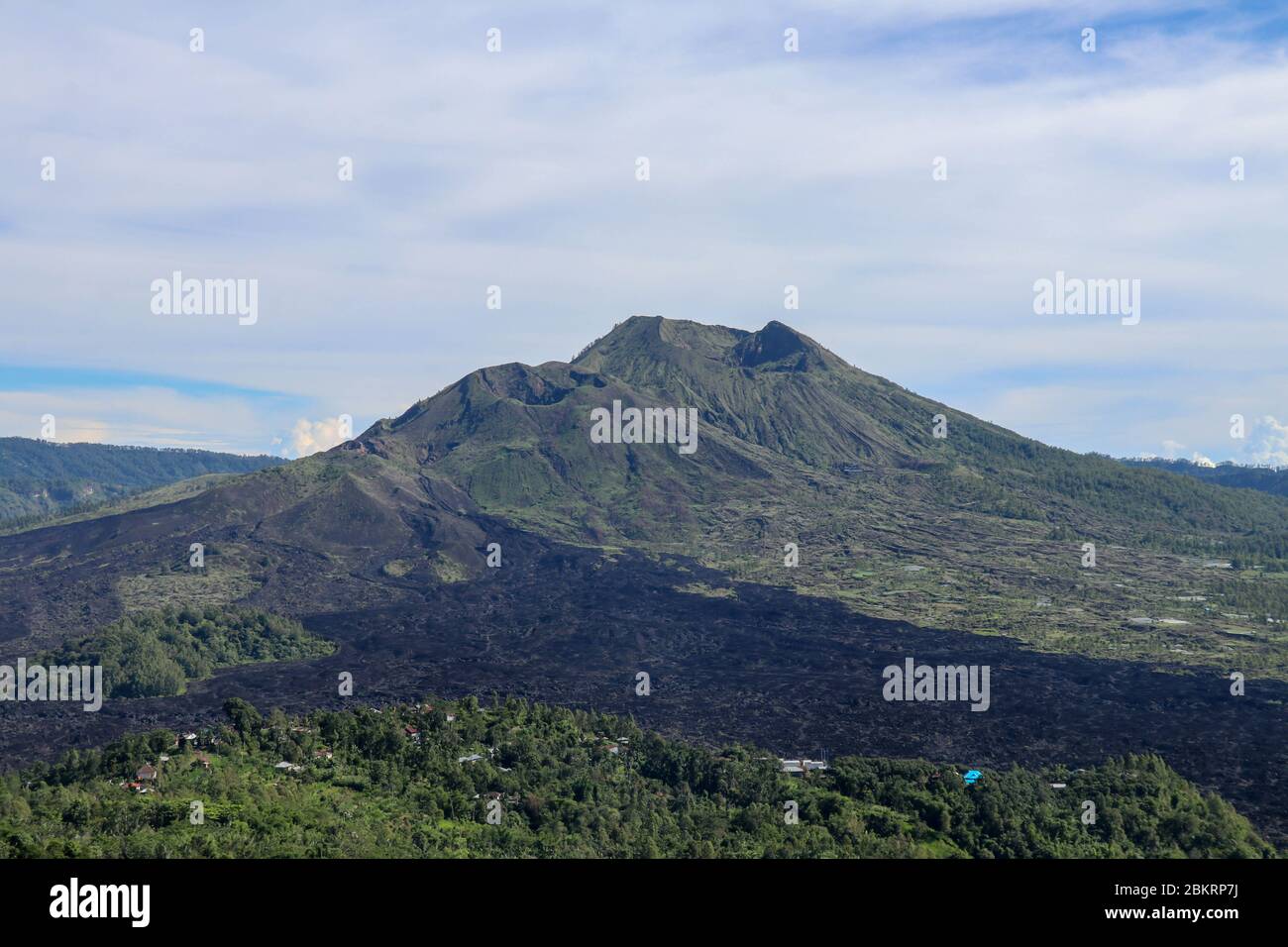 Panorama of Mount Batur or Gunung Batur, an active volcano located at ...