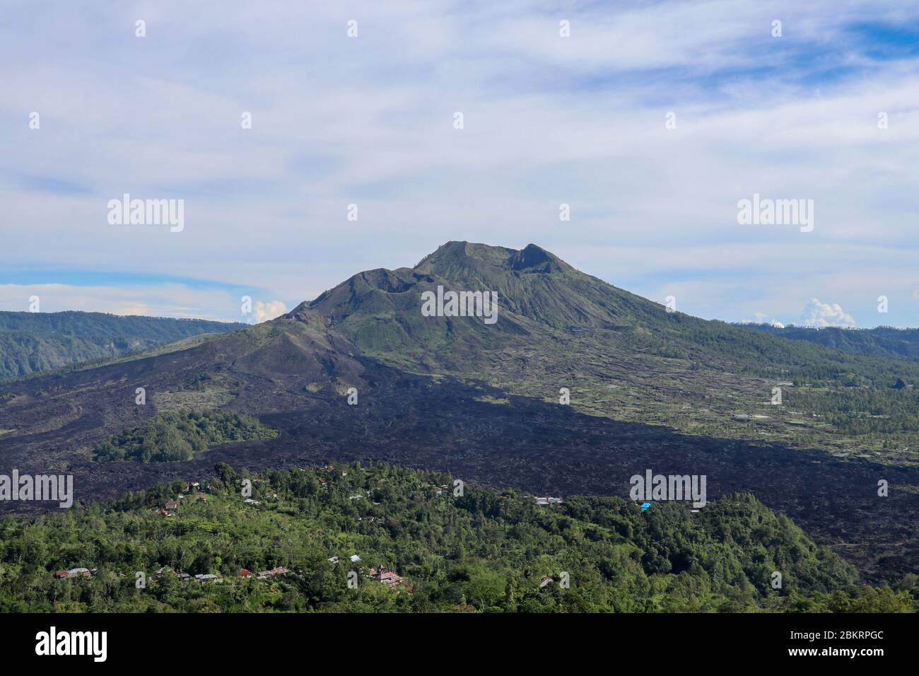 Panorama of Mount Batur or Gunung Batur, an active volcano located at ...
