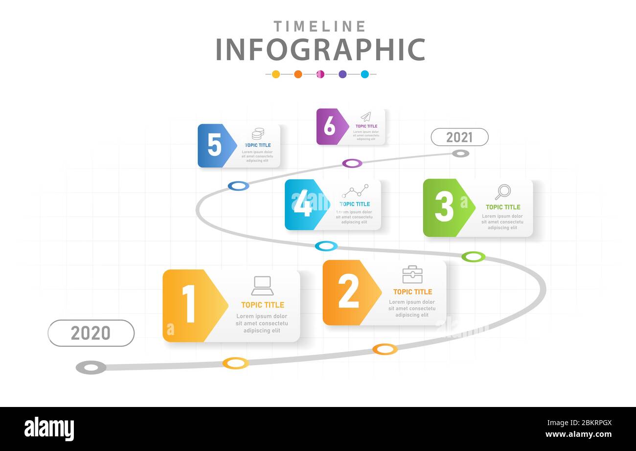Infographic template for business. 6 Steps Modern Timeline diagram with ...