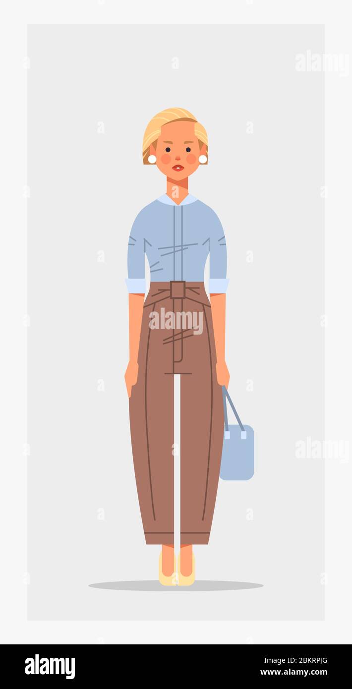 attractive businesswoman holding handbag female cartoon character ...