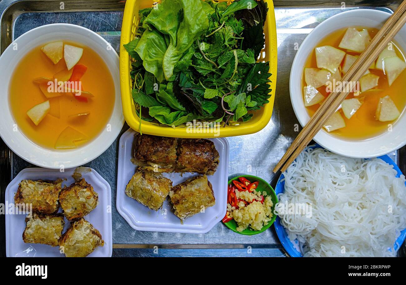 Vietnam, Hanoi, old city, Bun Nem, street food Stock Photo - Alamy