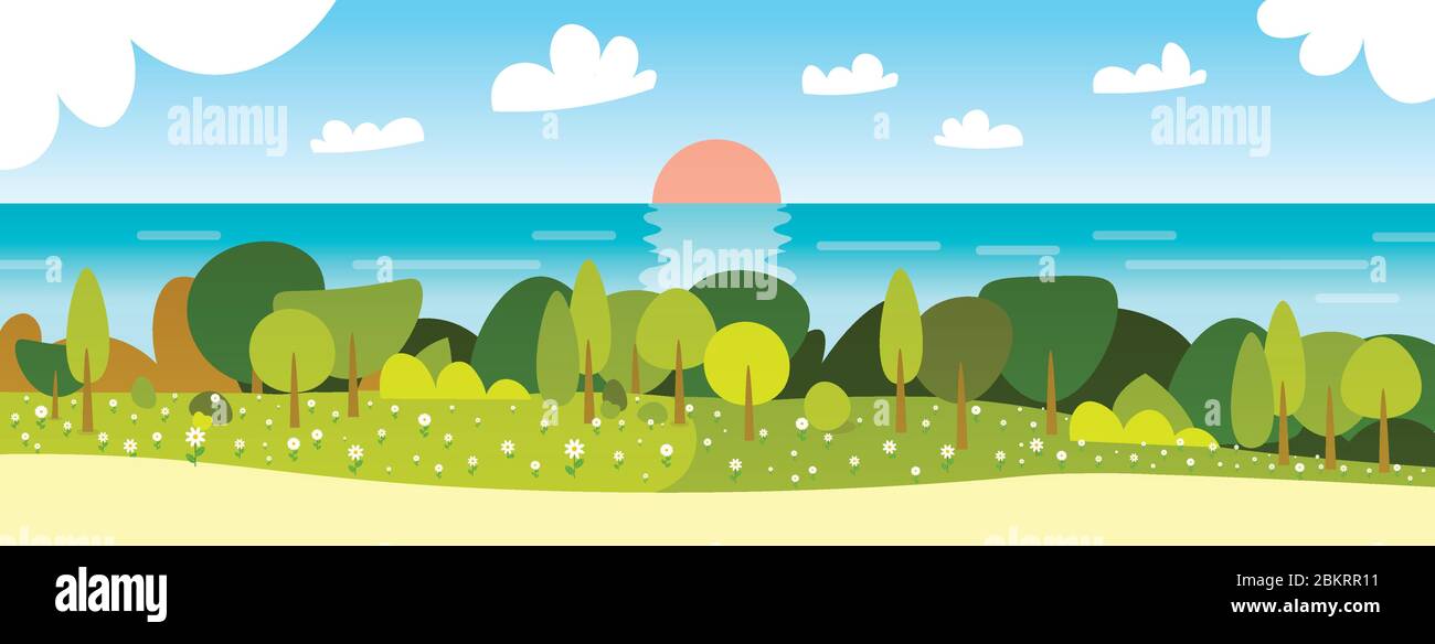 Horizontal landscape sky sun Stock Vector Images - Alamy