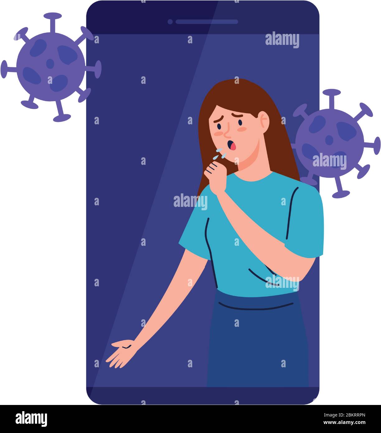 woman sick in smartphone character Stock Vector Image & Art - Alamy