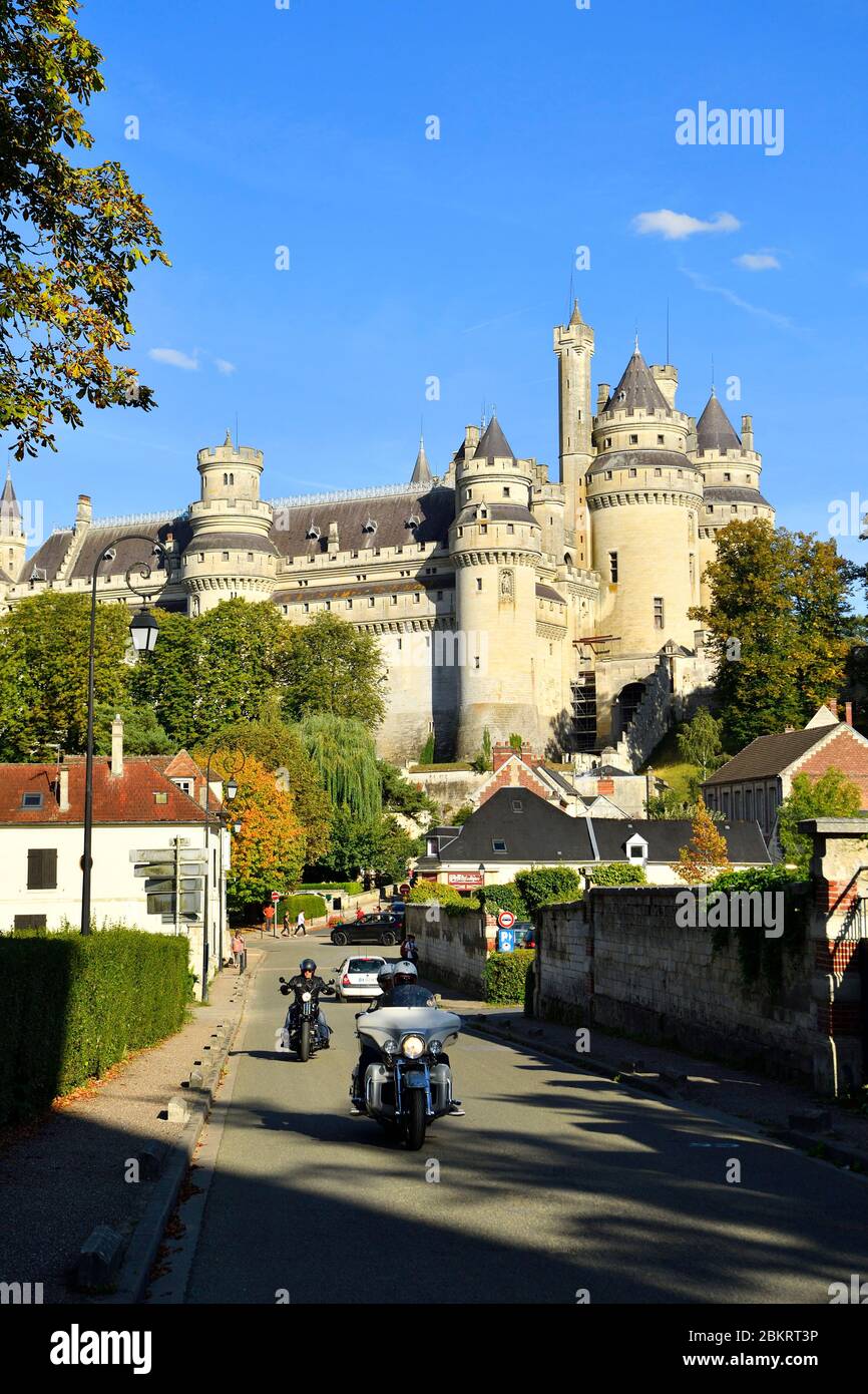 France, Oise, Pierrefonds, Pierrefonds castle built in the 14th century ...
