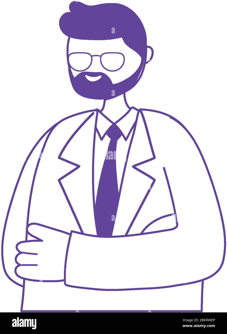 doctor professional character male beard with coat isolated design ...