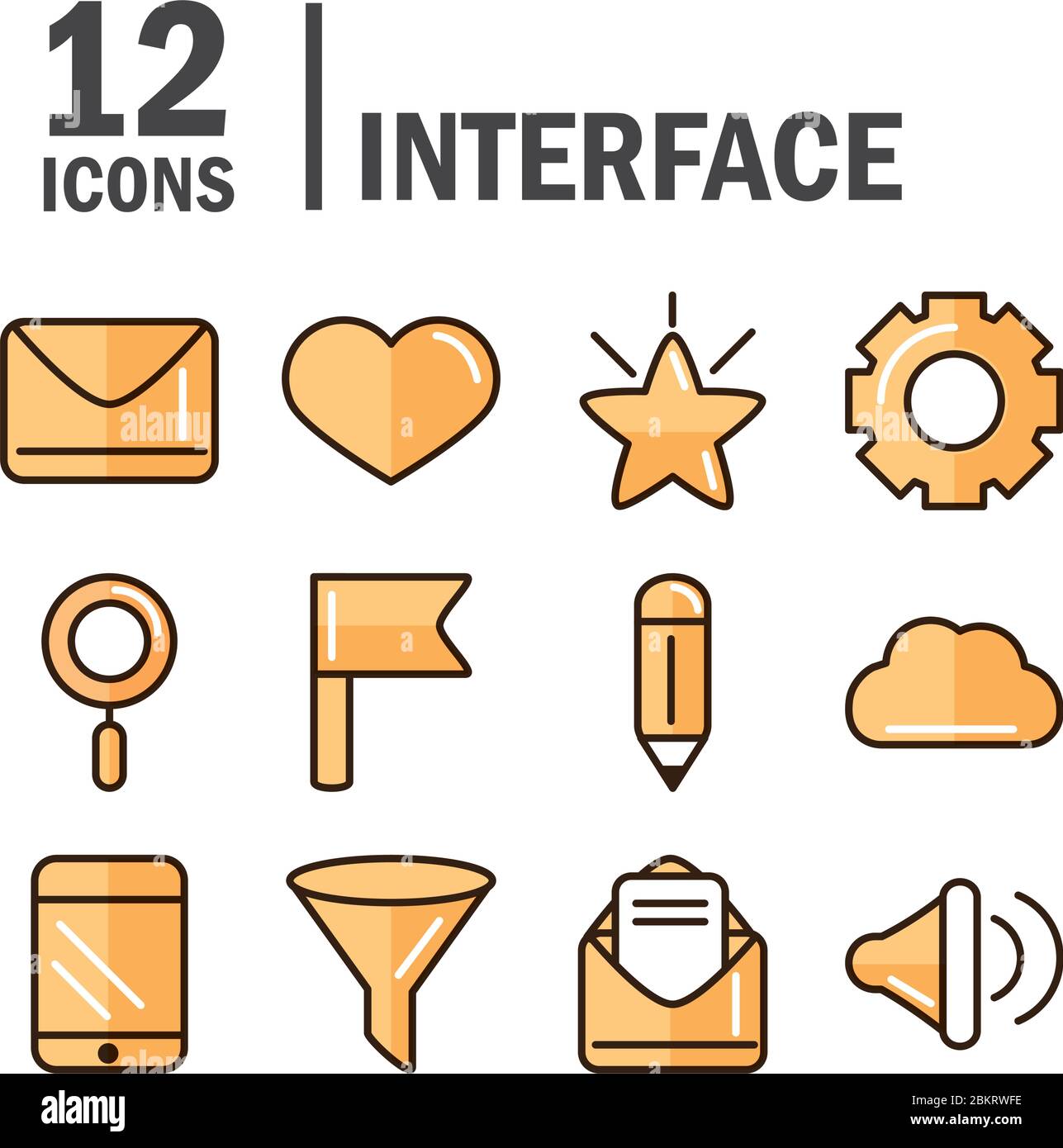 interface internet web technology digital icons set vector illustration ...