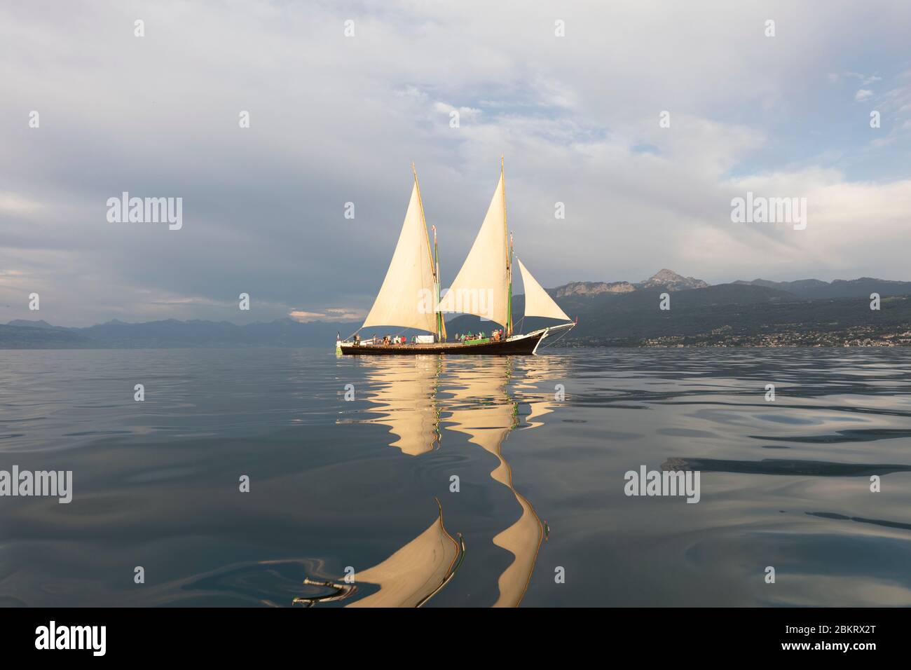 France, Haute-Savoie, Evian-les-Bains, Lake Geneva, boat Savoy, boat of ...