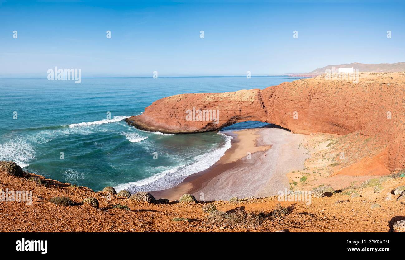 Morocco, Guelmim-Oued Noun region, Sidi Ifni beach, natural arch Stock ...
