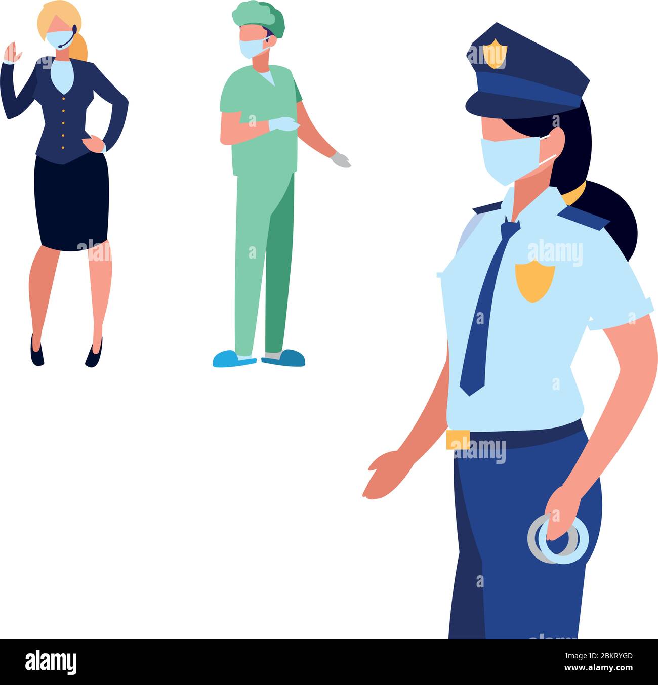 Builder wearing face mask Stock Vector Images - Alamy