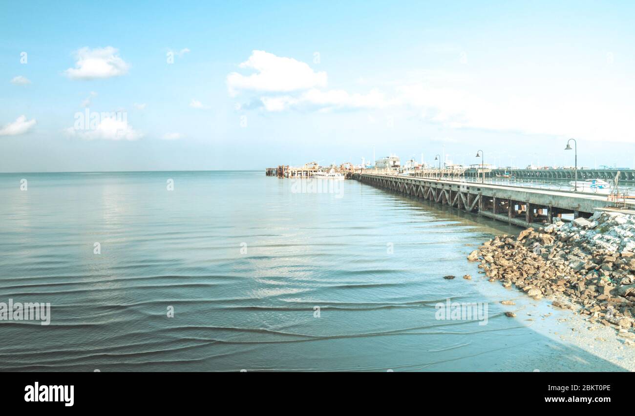 Bridge to the port on the popular tourist island - Exotic island of Koh ...