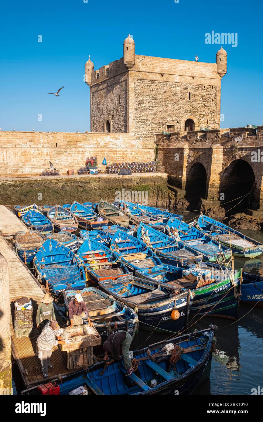 Morocco, Marrakech Safi, Essaouira, traditional fishing harbour, Sqala ...