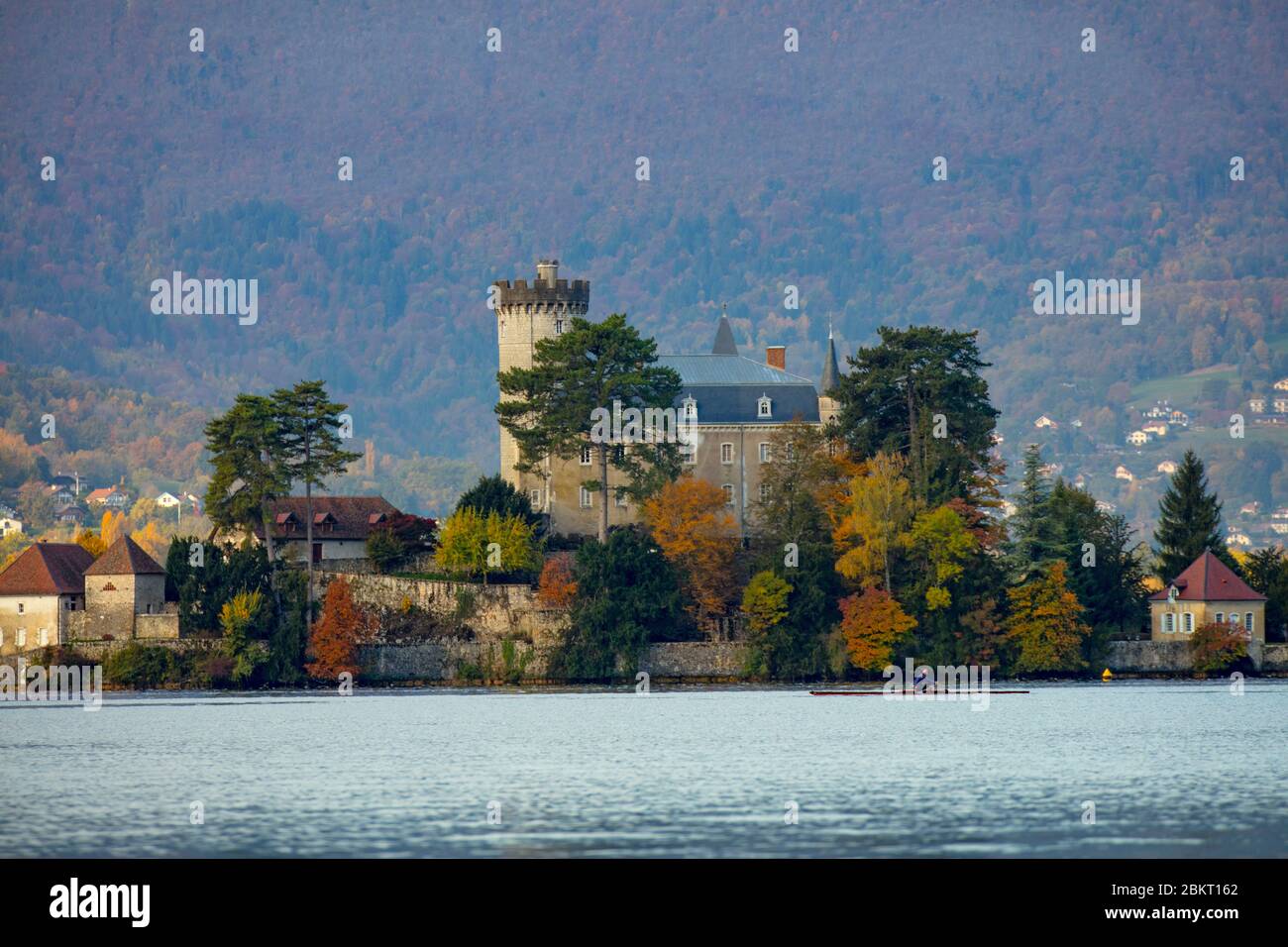 France, Haute Savoie, Annecy, Lake Annecy, Chateau de Duingt Stock ...