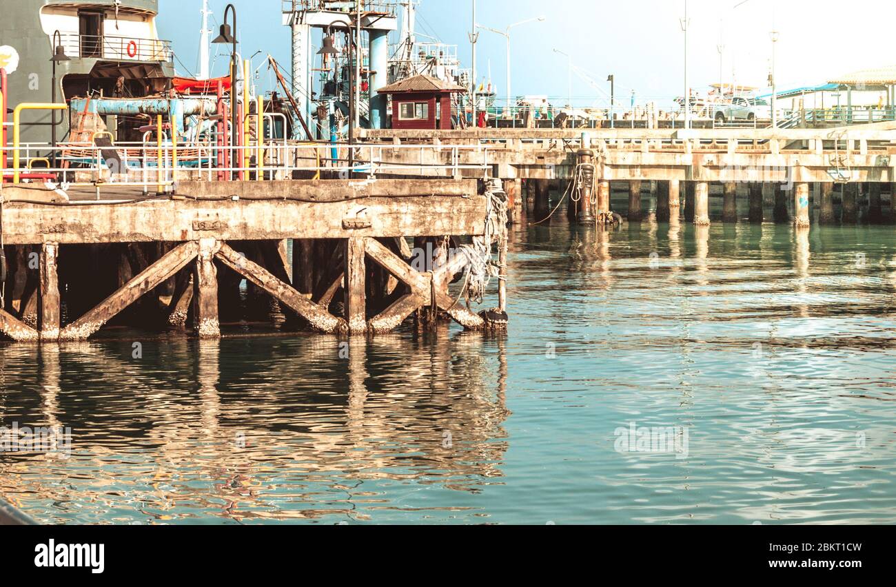Bridge to the port on the popular tourist island - Exotic island of Koh ...