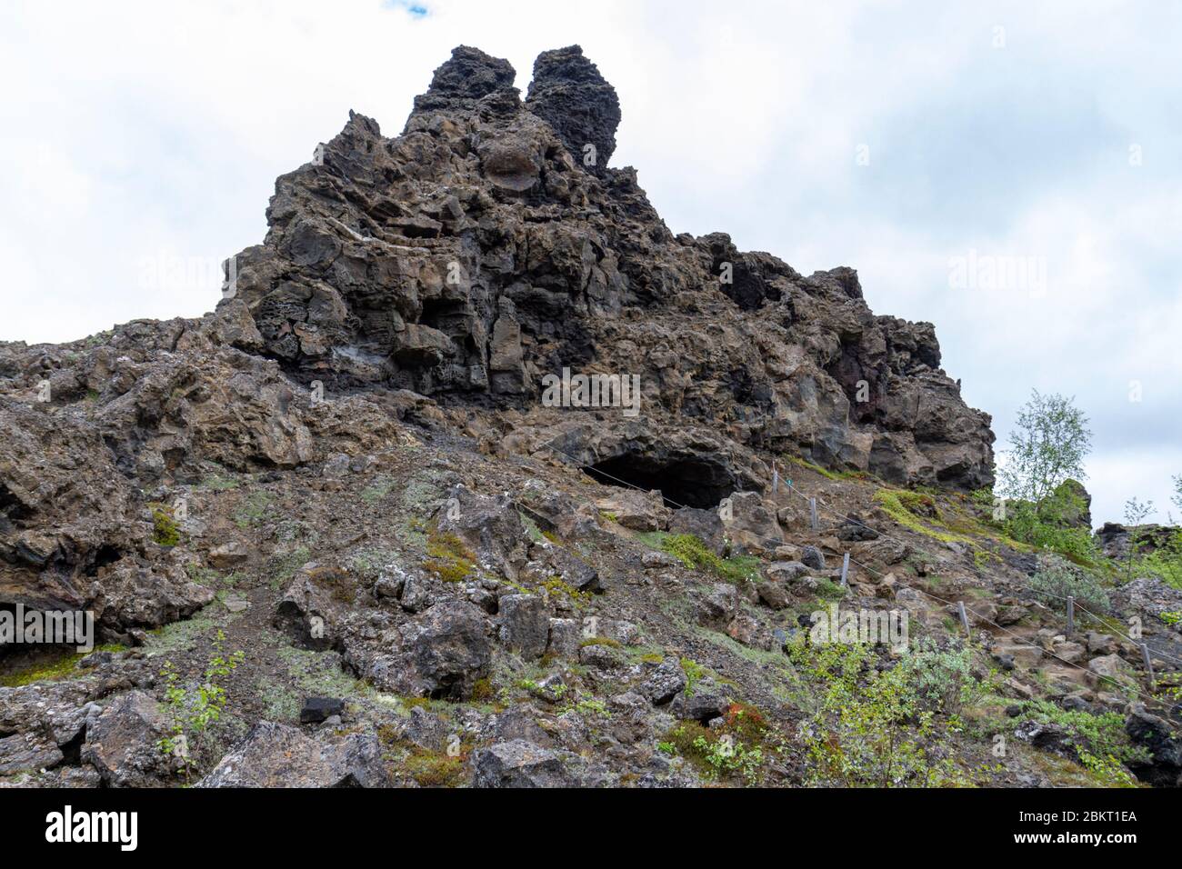 Typical rocky outcrop in the Dimmuborgir lava field, Mývatn, Iceland ...