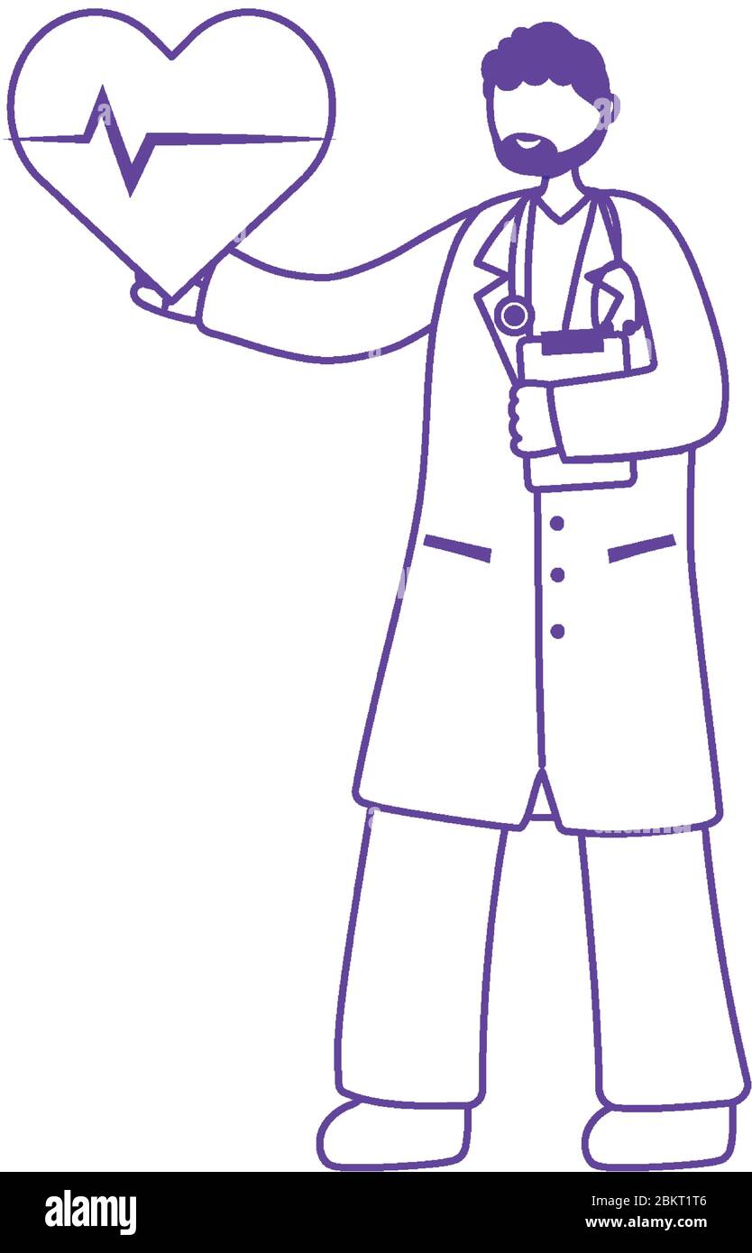 thanks doctors nurses, physician with heartbeat medical help vector ...