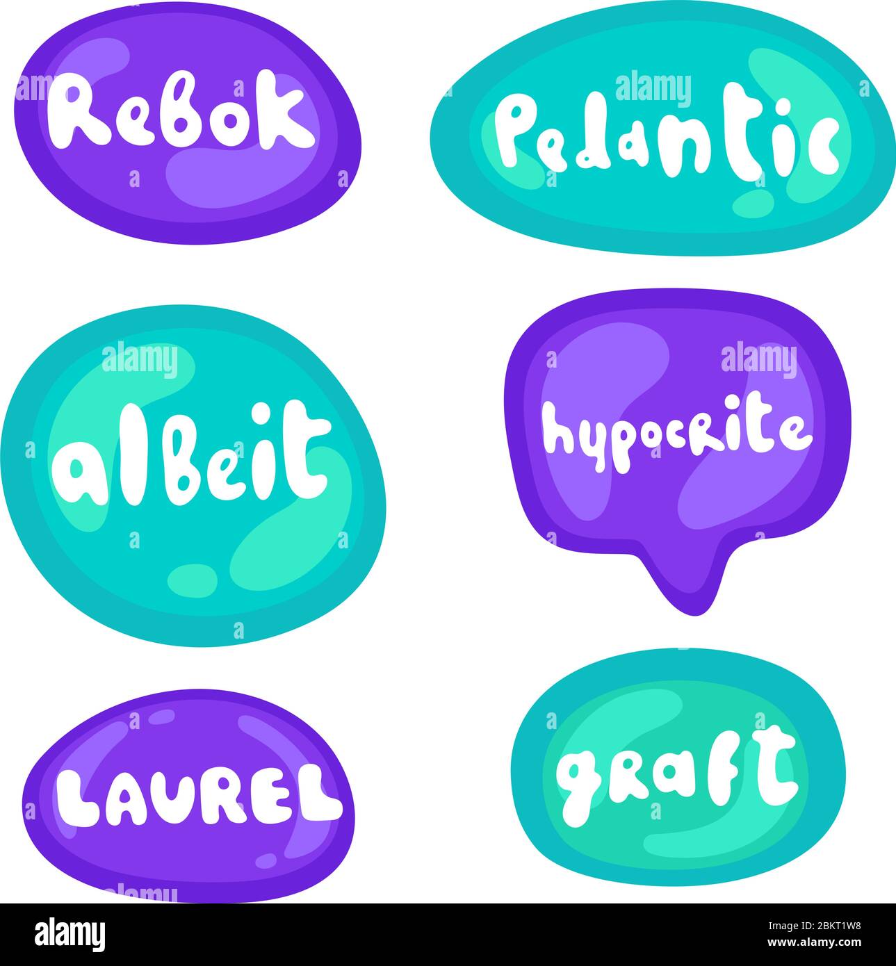 Set of stickers on different shapes. Collection of vector multicolored ...