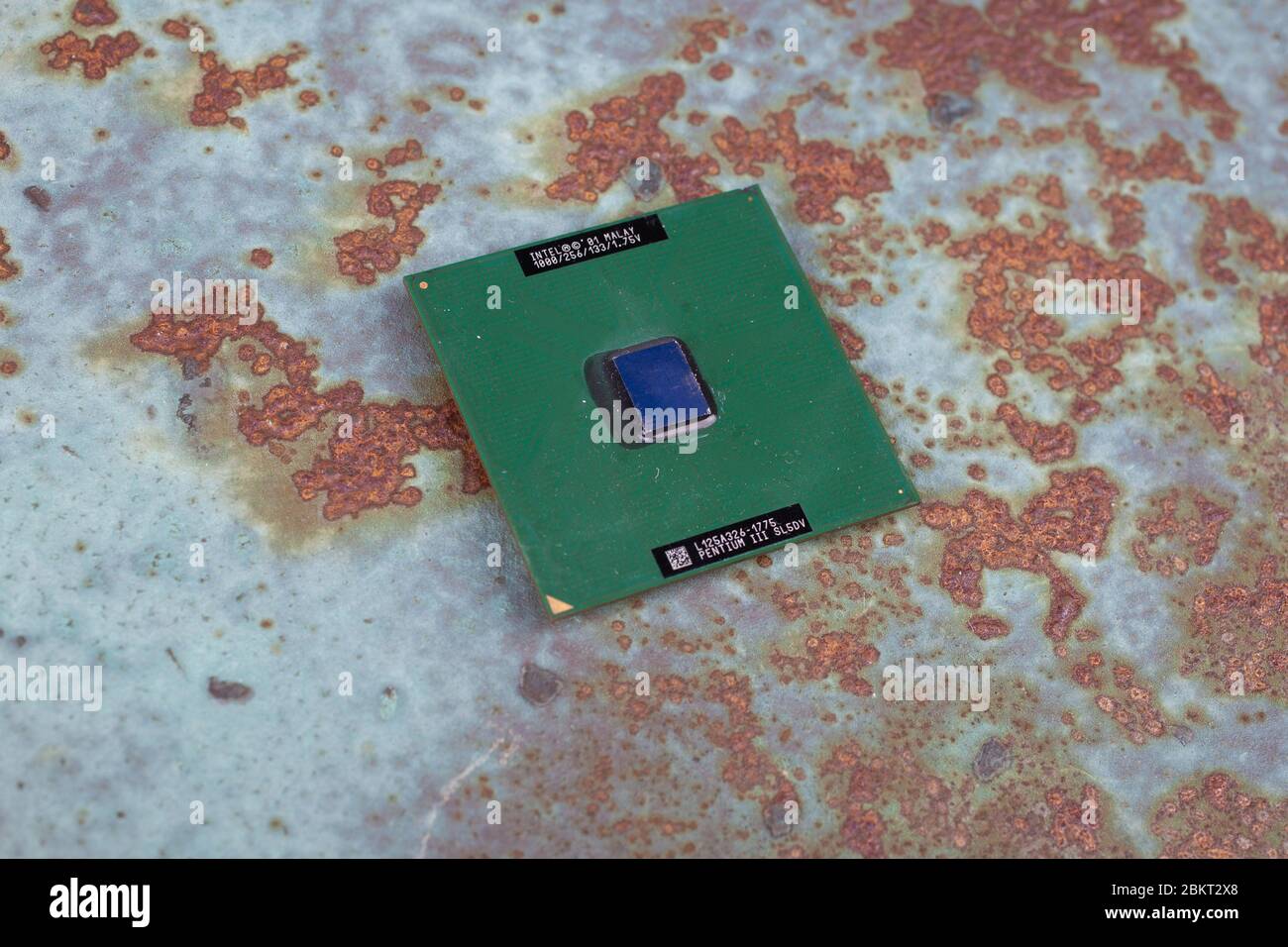 KYIV, UKRAINE - April 22, 2020. Intel Pentium III processor unit on ...