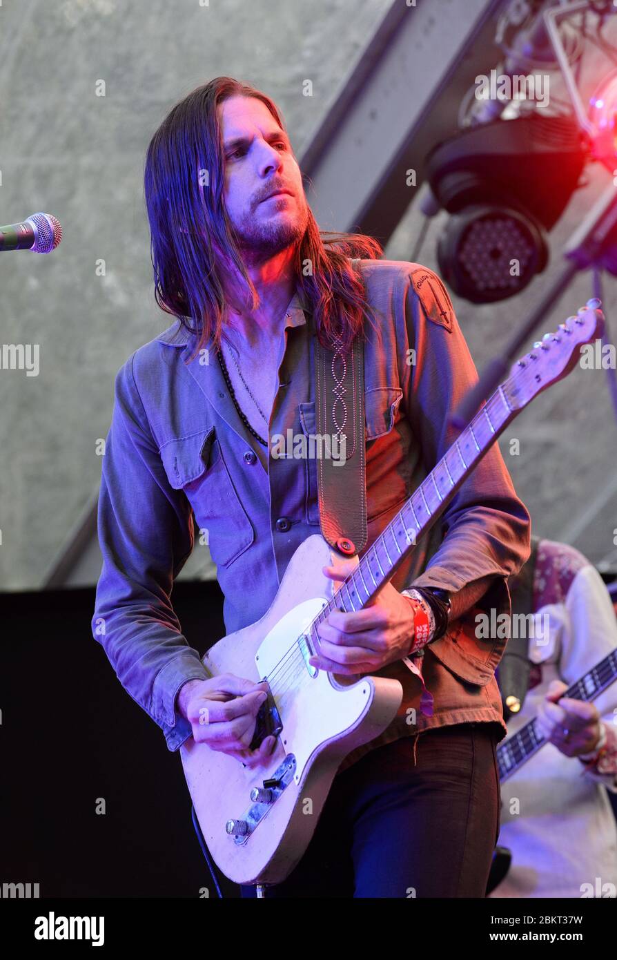 American musician Jonathan Wilson on stage at Moseley Folk Festival ...