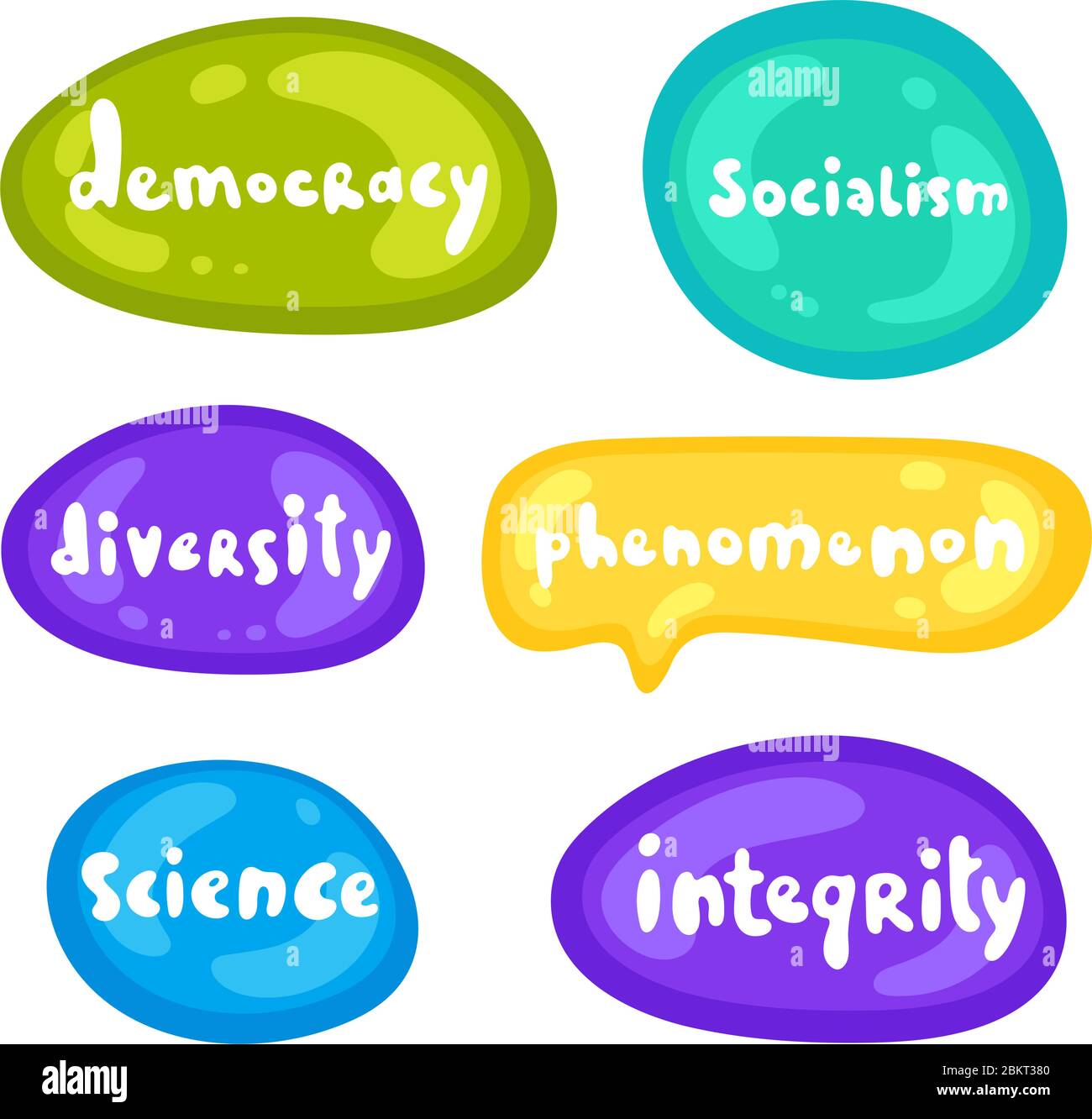 Set of stickers on different shapes. Collection of vector multicolored ...